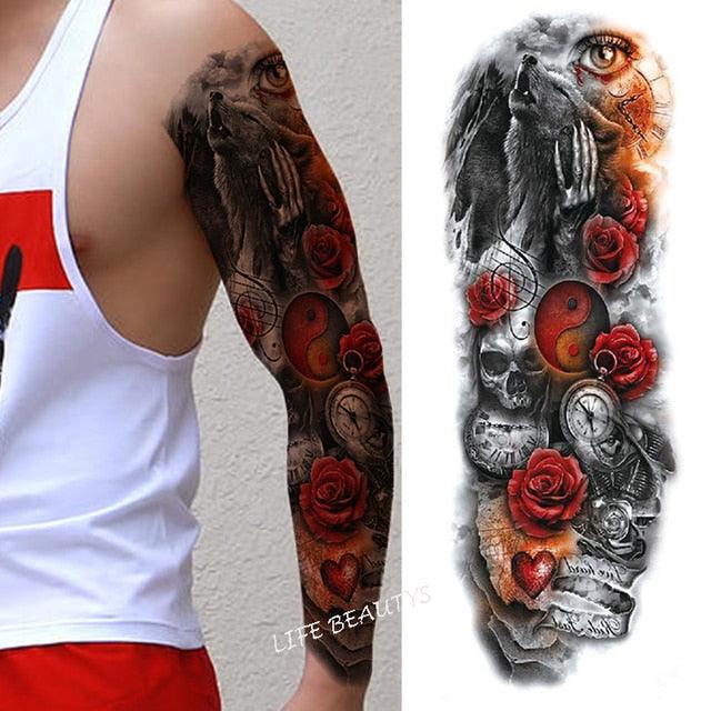Shaded and Colored Full Arm Tattoo – Puritific